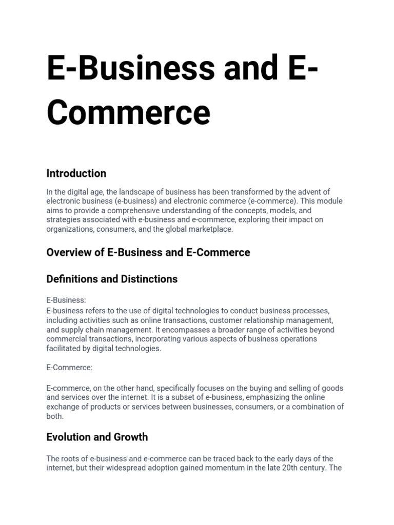 E-Business and E-Commerce | PDF | E Commerce | Electronic Business
