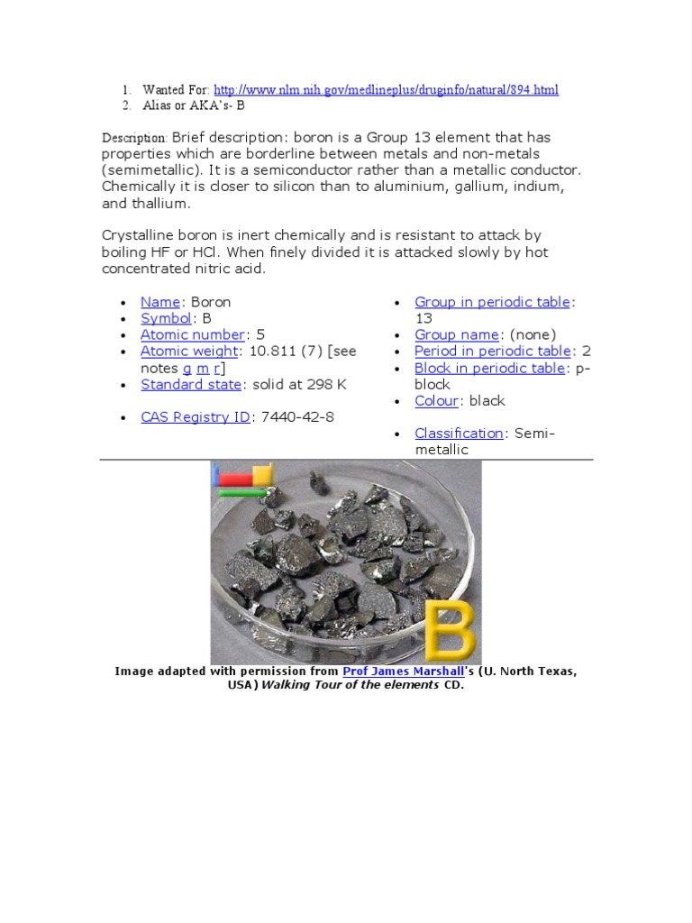 Boron | Boron | Chemical Substances