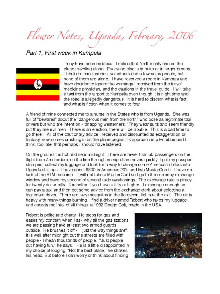 Flower Notes, Uganda, February, 2"6: Part 1, First Week in Kampala ...