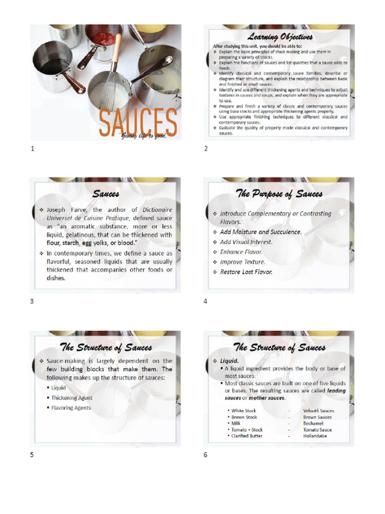Lesson 8 - Sauces | PDF