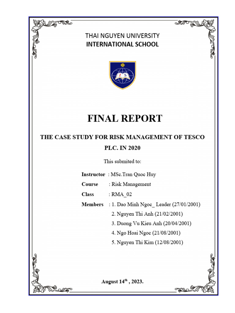 Final Report | PDF | Risk | Risk Management