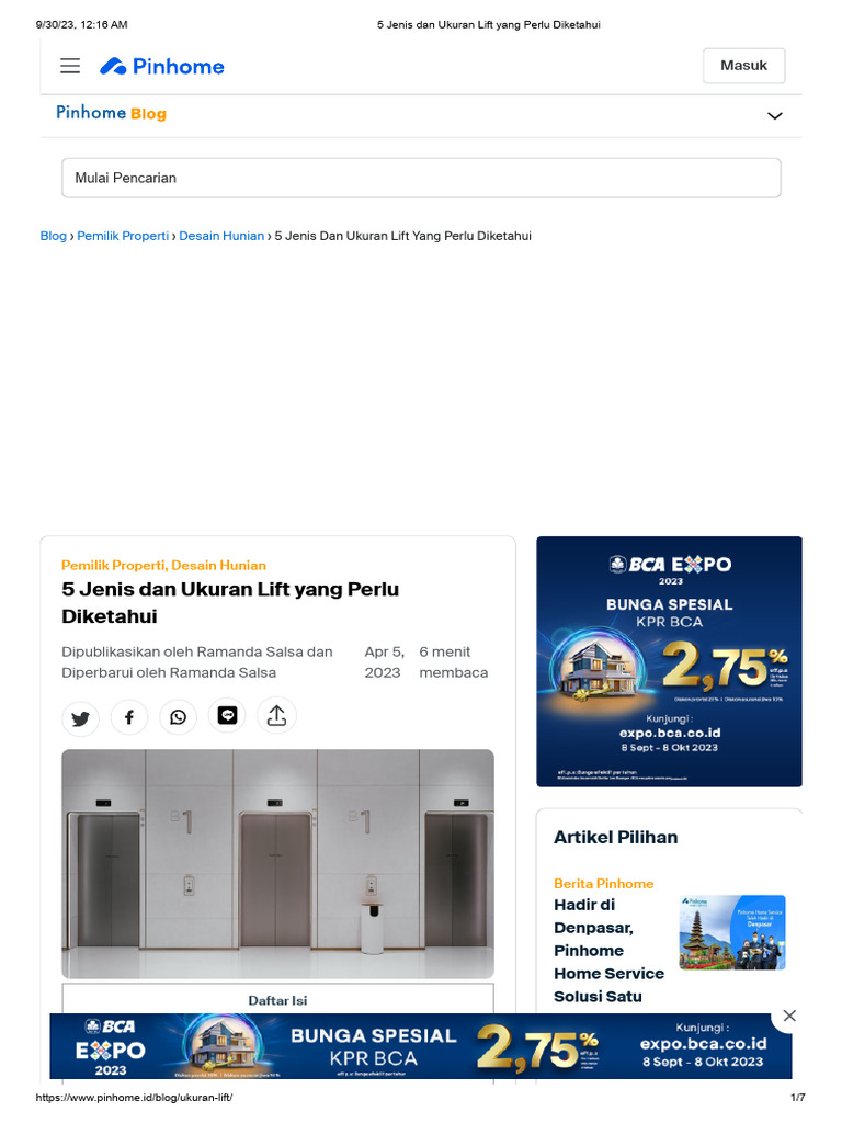Ukuran dan Jenis Lift yang Penting | PDF