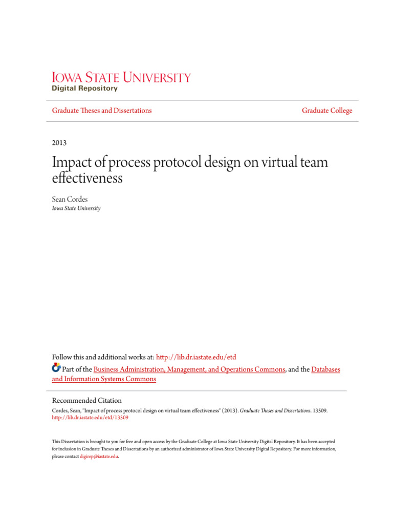Impact of Process Protocol Design On Virtual Team Effectiveness | PDF ...