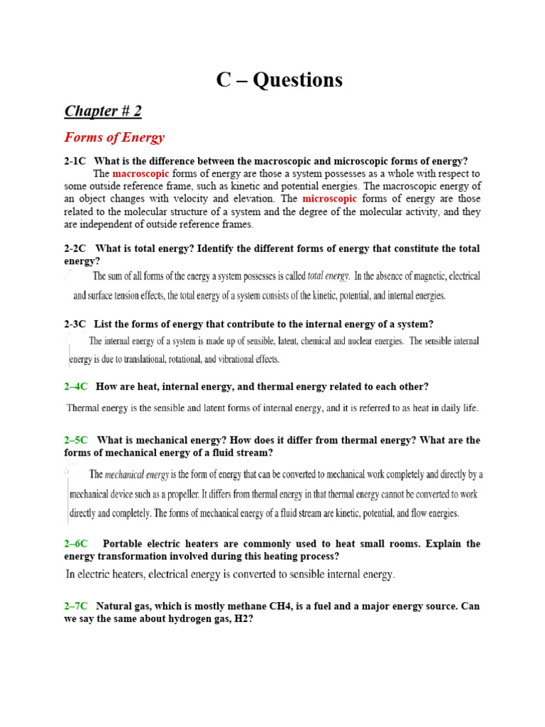 Thermo C-Questions CH # 02 | PDF | Heat | Gases