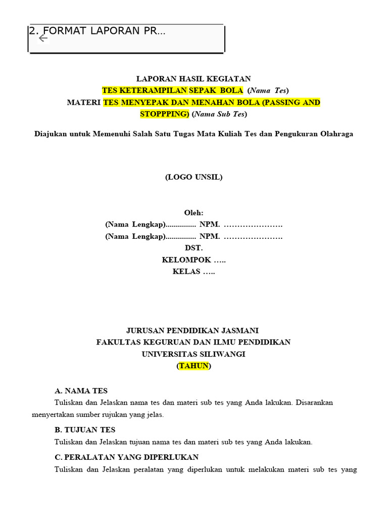 Format Laporan Project Teskur - 23 | PDF