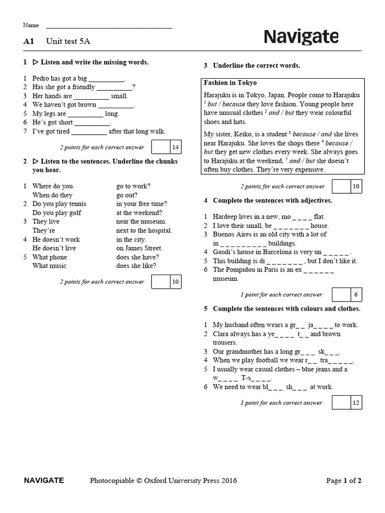 Unit Test 5A | PDF