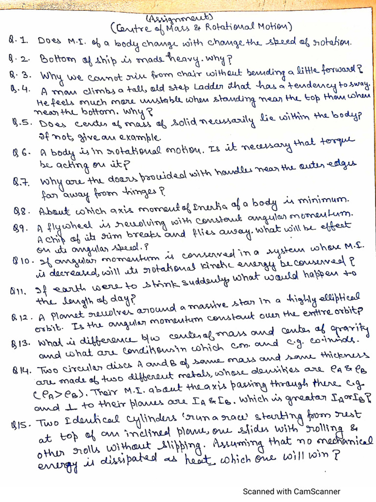 Assignment CM & Rotation | PDF Assignment CM & Rotation | PDF