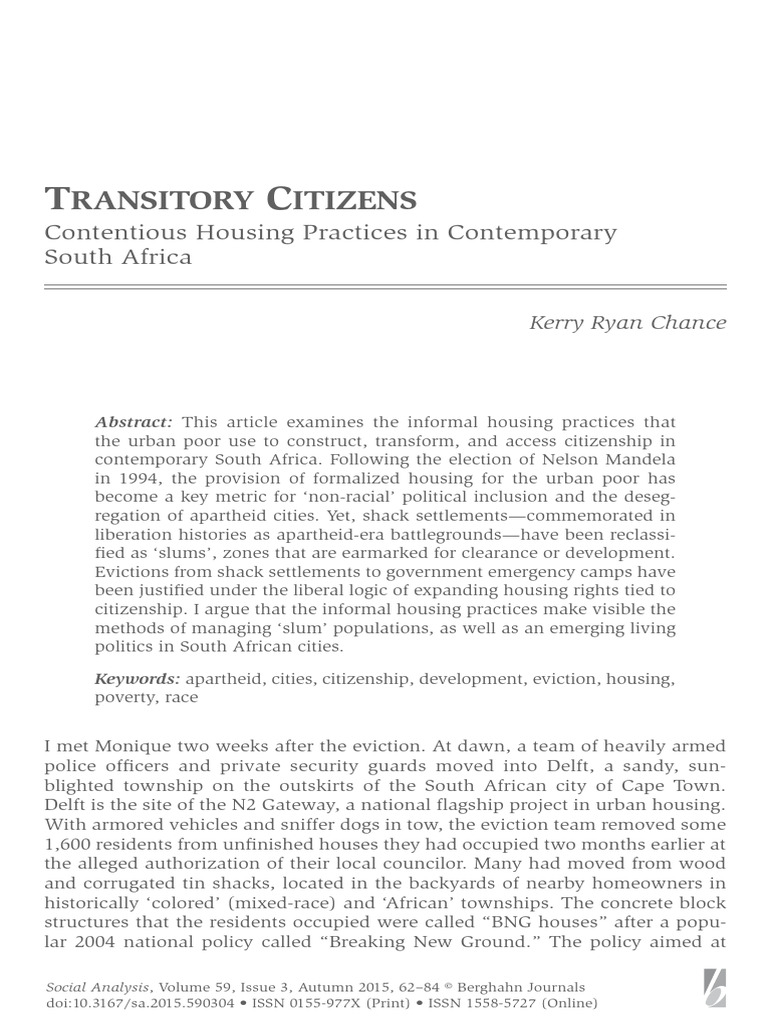 Transitory Citizens Contentious Housing | PDF | Politics