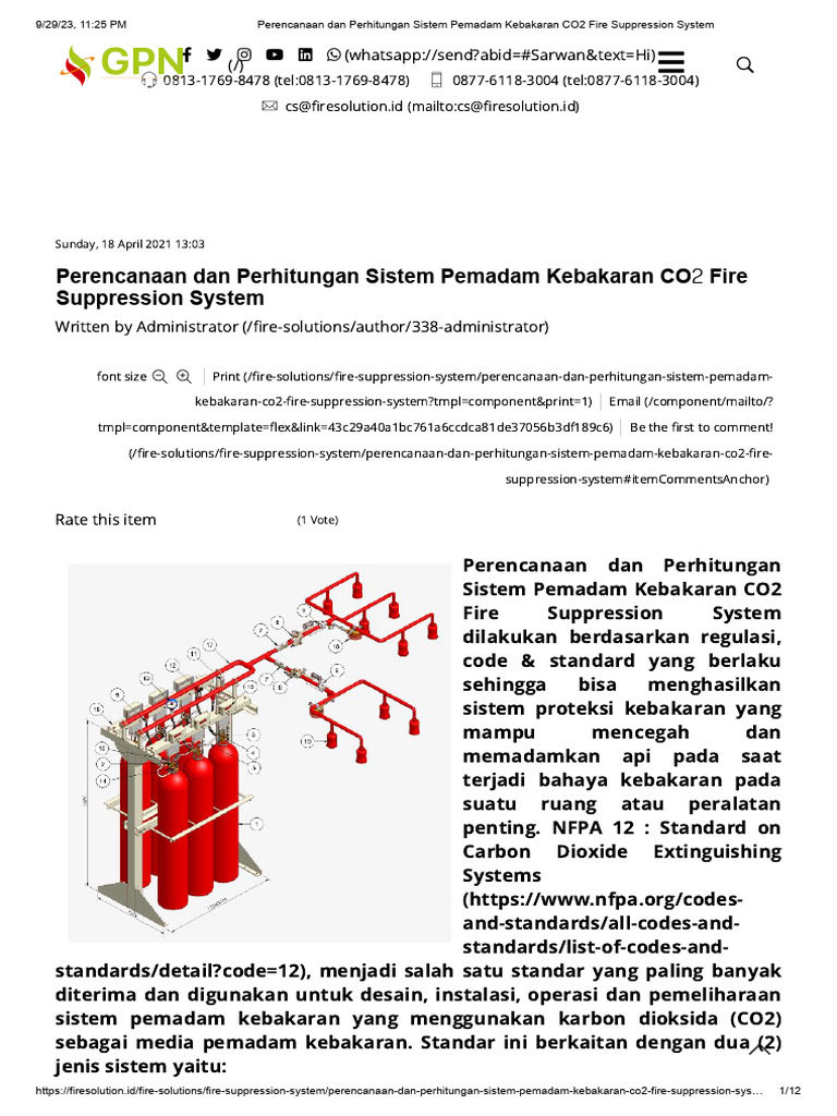 Perencanaan Dan Perhitungan Sistem Pemadam Kebakaran CO2 Fire Suppression System | PDF