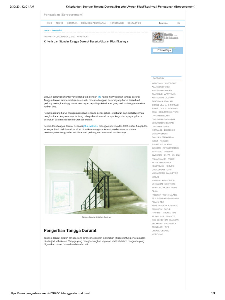 Kriteria Dan Standar Tangga Darurat Beserta Ukuran Klasifikasinya ...