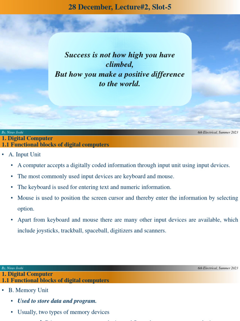 Digital Computer Functional Blocks | PDF | Computer Data Storage ...