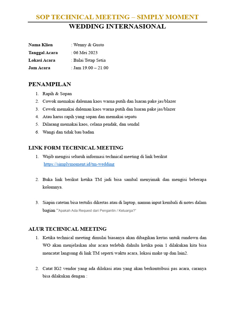 Sop Technical Meeting | PDF