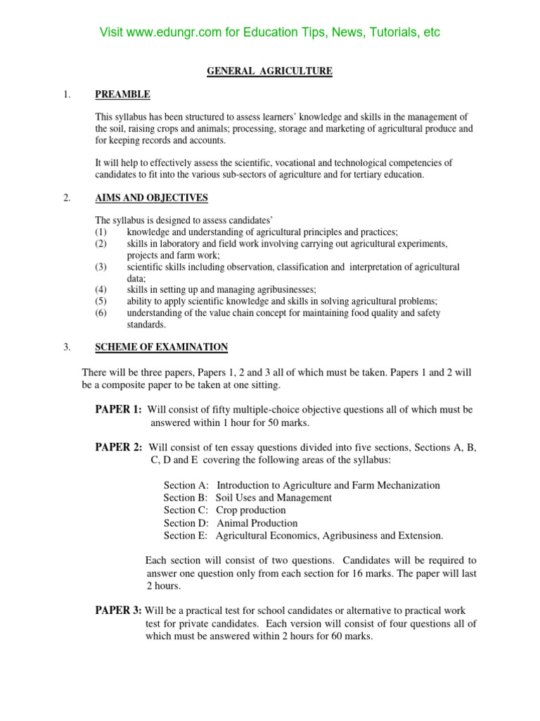 General Agriculture Syllabus Overview | PDF | Soil | Plant Nutrition