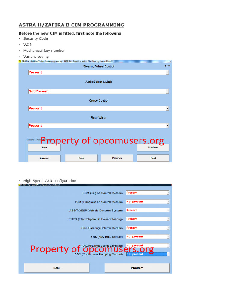 Astra H & Zafira B CIM Programming | PDF | Business | Technology & Engineering