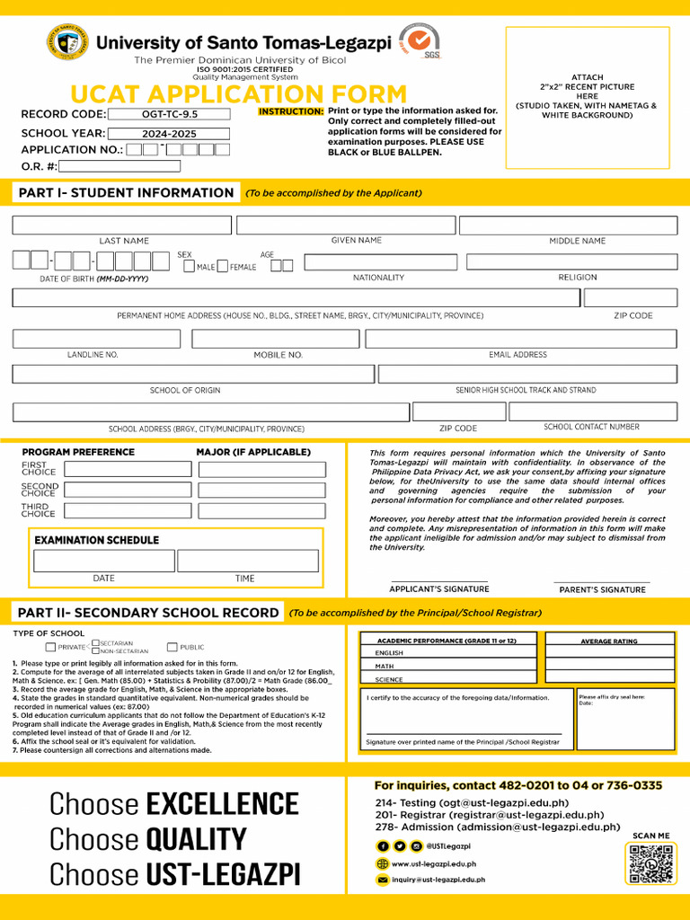 Ucat Application Form Sy 2024-2025 | PDF