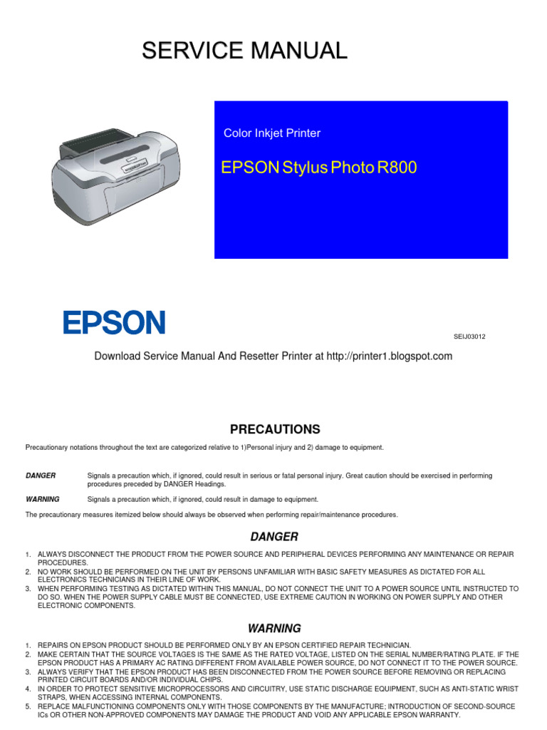 Stylus Photo r800 | PDF | Electric Motor | Printer (Computing)