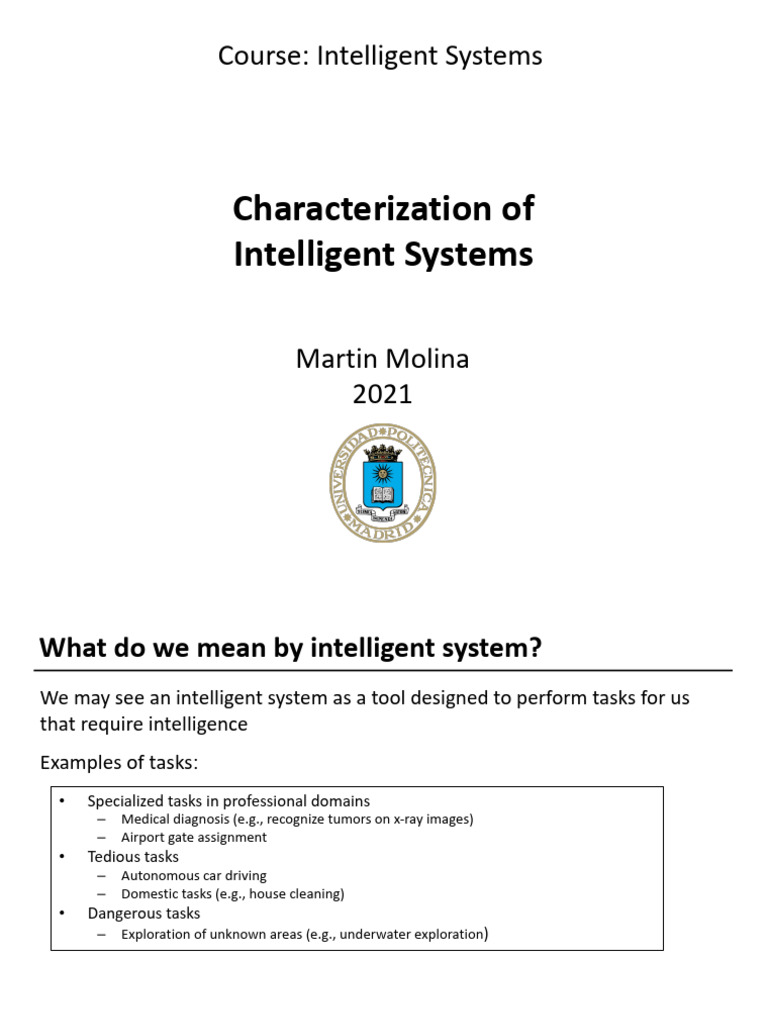 1.1. Characterization of Intelligent Systems | PDF | Intelligence (AI) & Semantics | Artificial ...