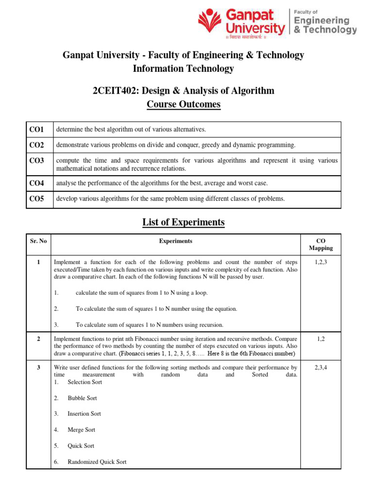 DAA-Practical List | PDF | Algorithms | Function (Mathematics)