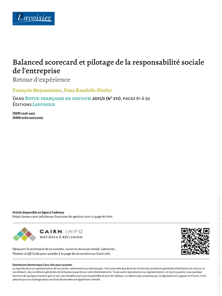 BSC et responsabilité sociale en entreprise | PDF | Responsabilité ...