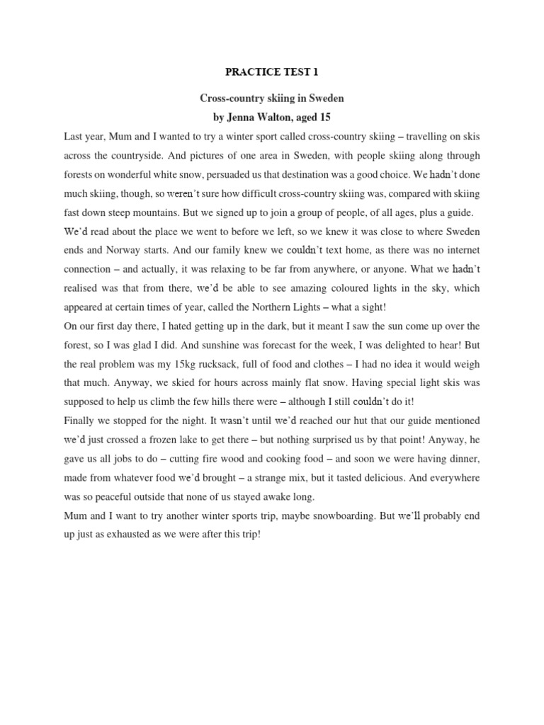 Reading - PRACTICE TEST 1 | PDF