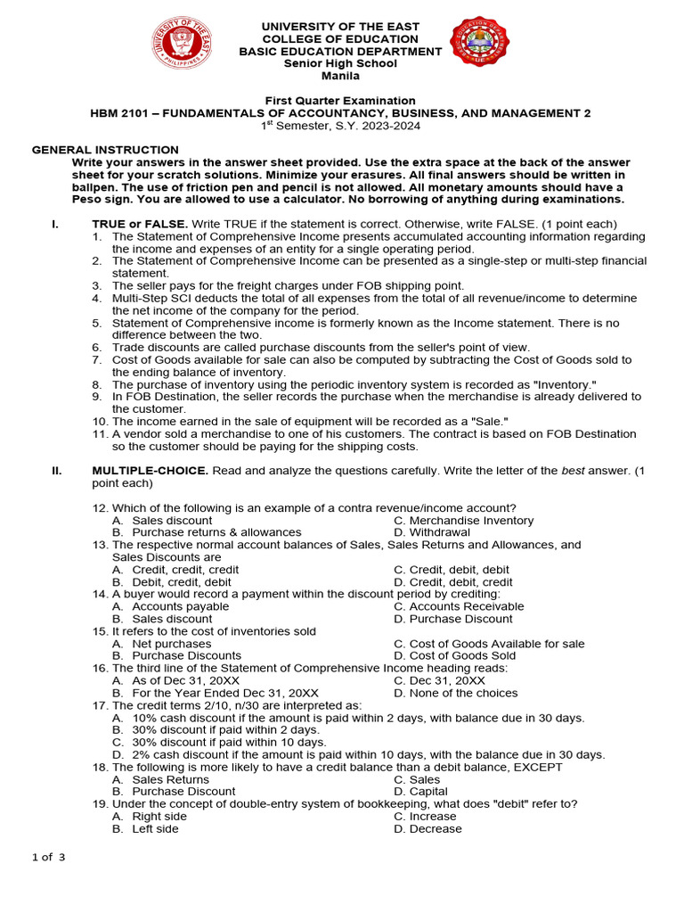 Quarterly Examination - Template v.2023 (With ANSWER SHEET) | PDF ...