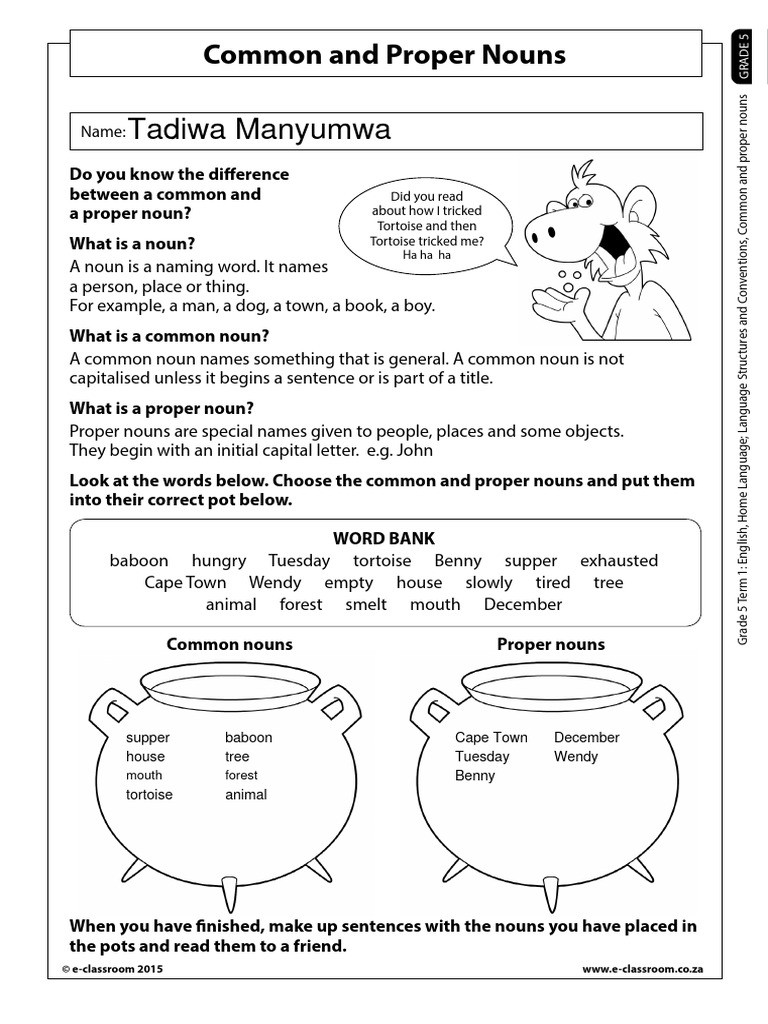 Gr5t1 HL Structures Conventions Word Level Noun Proper Noun 2 | PDF