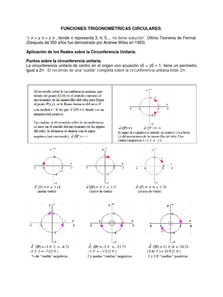Funciones Trigonométricas Circulares | PDF | Trigonometría | Funciones trigonométricas