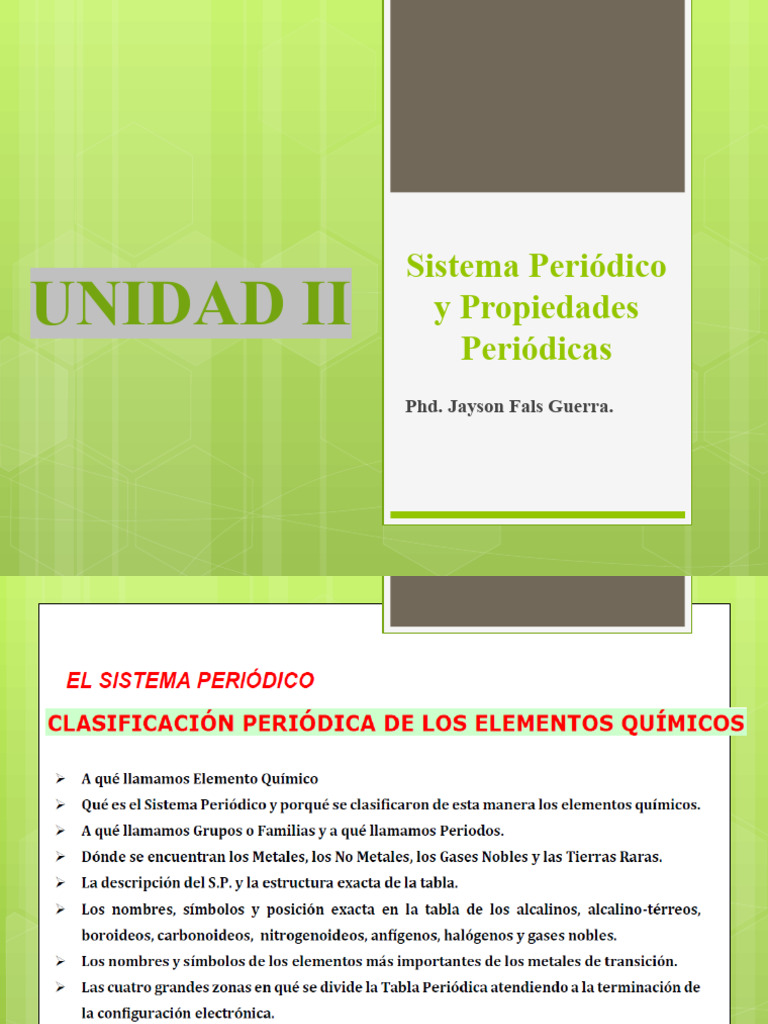 Unidad 2 Sistema Peridodico y Prop Periodicas | PDF | Tabla periódica ...