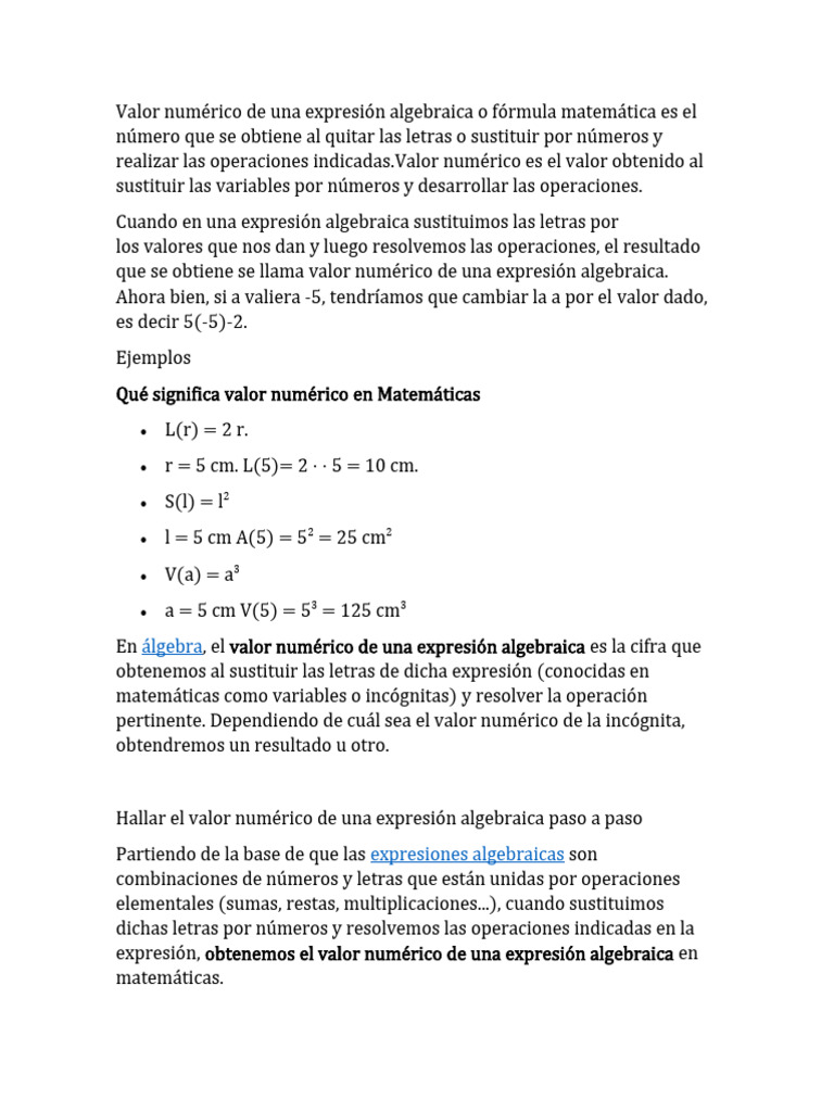 Valores Numericos | PDF