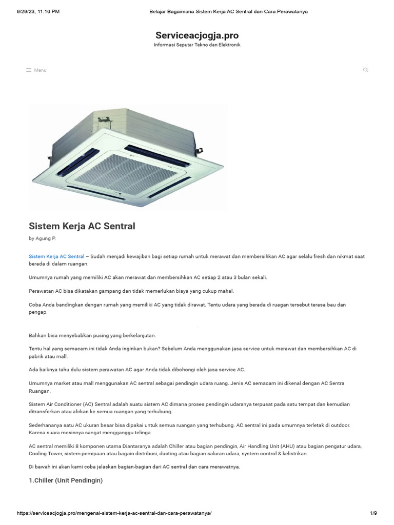 Belajar Bagaimana Sistem Kerja AC Sentral Dan Cara Perawatanya | PDF