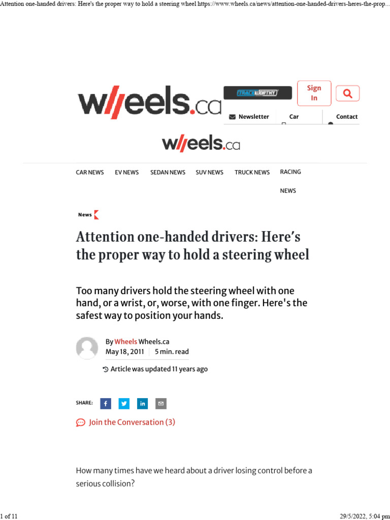 Attention One-Handed Drivers Here's The Proper Way To Hold A Steering ...