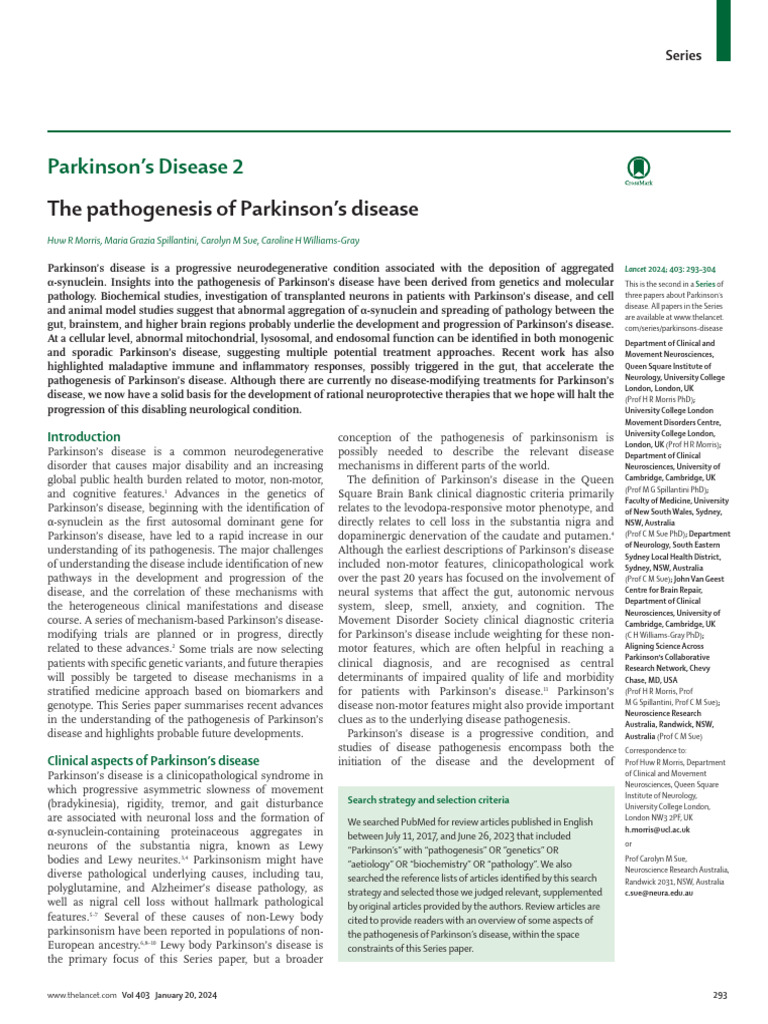 2024 LANCET Pathogenesis PD | PDF