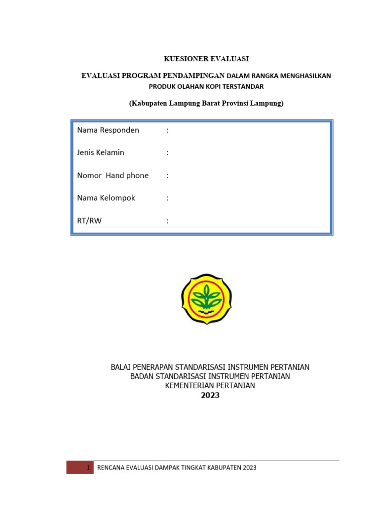 KUESIONER EVALUASI Oke | PDF