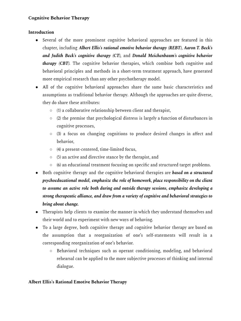 Cognitive Behavioral Therapy | PDF | Rational Emotive Behavior Therapy ...