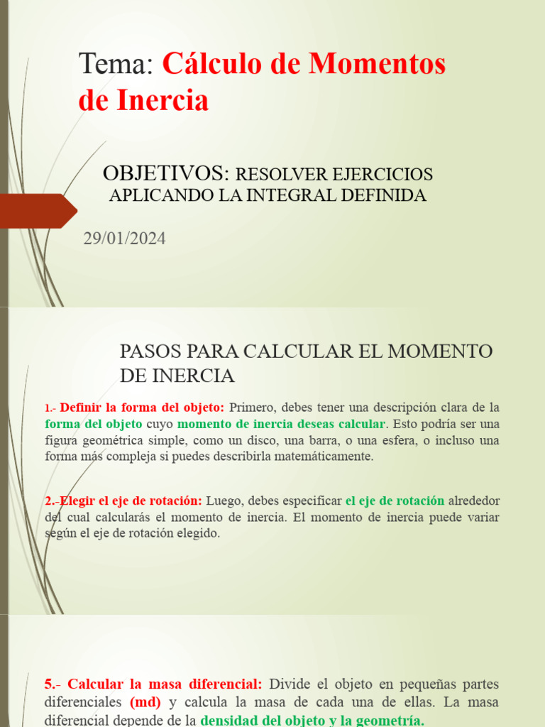 Calculo de Momentos de Inercia | PDF | Integral | Rotación