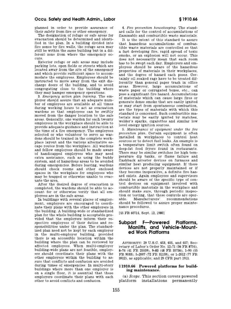 OSHA 1910 - Subpart F 1910.66-1910.68 | PDF