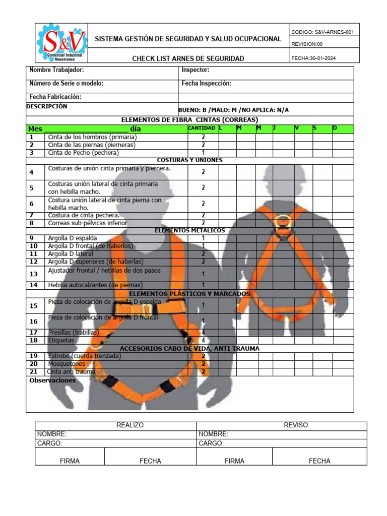 Check-List-01 Arnes de Seguridad | Descargar gratis PDF | Bienes ...