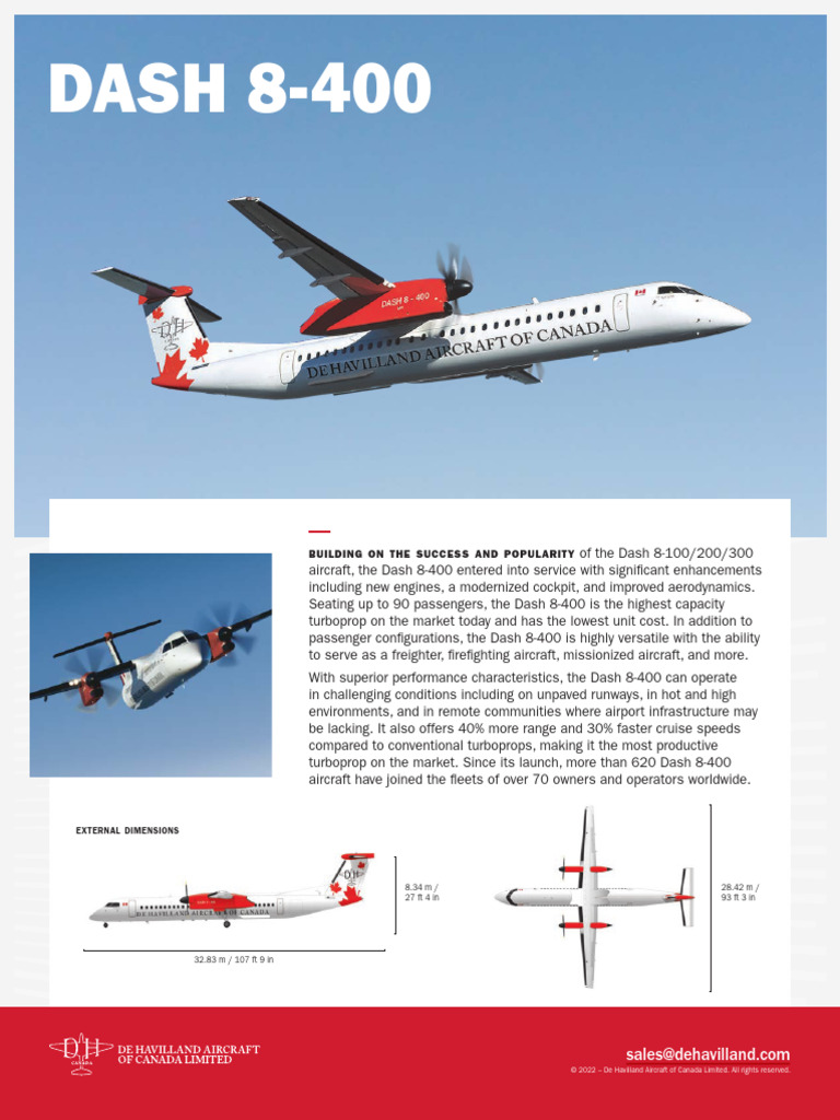 Dash 8-400 Specs & Performance | PDF | Aircraft | Aircraft Configurations