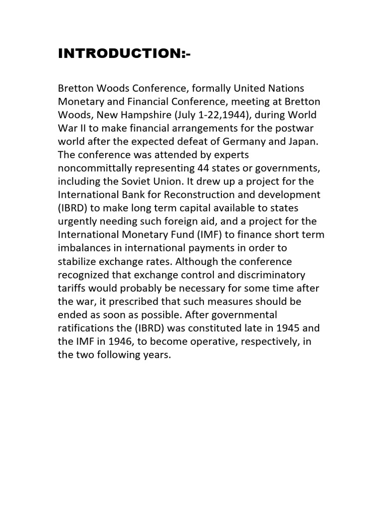 Bretton Woods Conference Overview | PDF | International Bank For ...