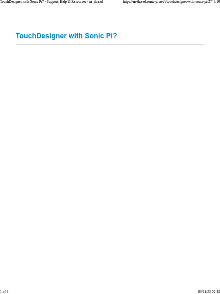 TouchDesigner & Sonic Pi Guide | PDF | Computing | Computer Science