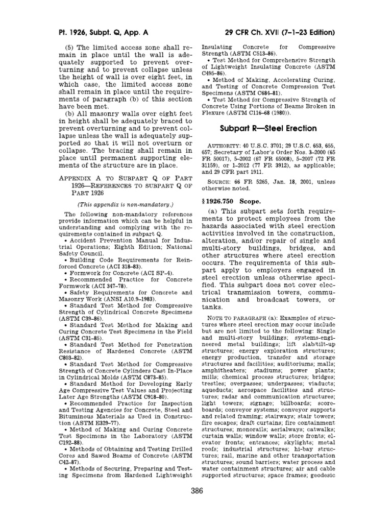 OSHA 1926 - Subpart R 1926.750-1926.758 | PDF