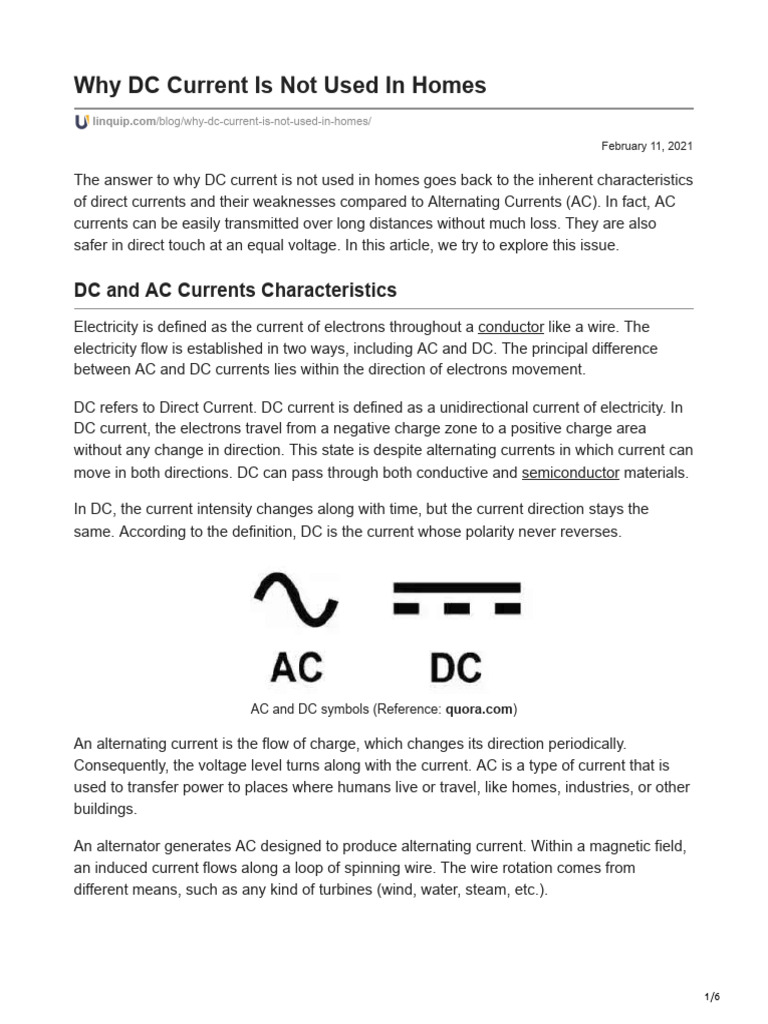 AC vs DC: Why Homes Use AC | PDF | Direct Current | Alternating Current