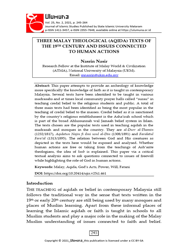 Three Malay Theological (Aqida) | PDF | Philosophy | Religion ...