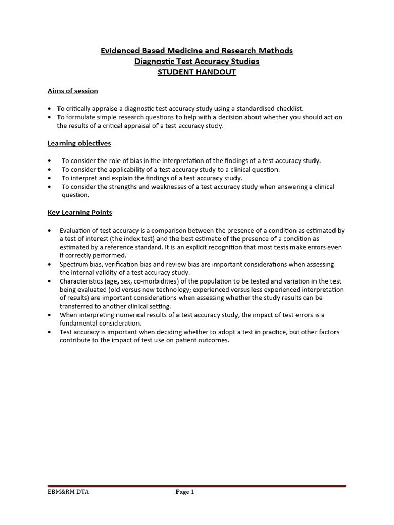 Ebm&Rm Dta Student 2023 | PDF | Medical Diagnosis | Medical Imaging