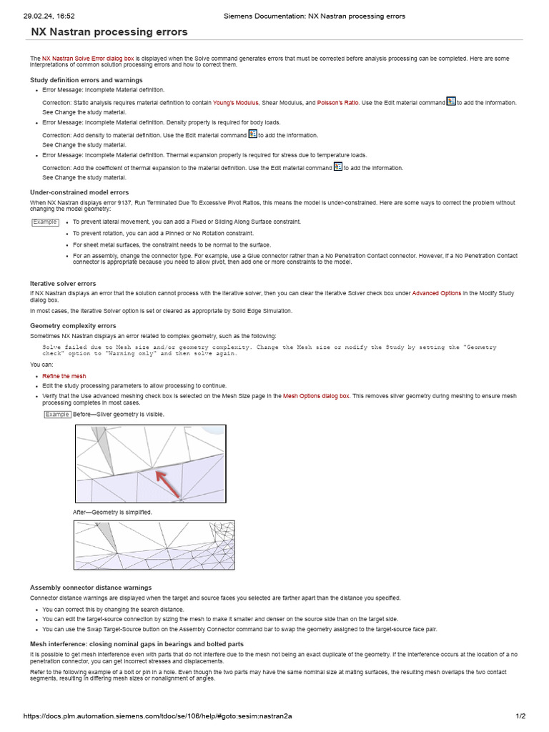 Siemens Documentation - NX Nastran Processing Errors | PDF