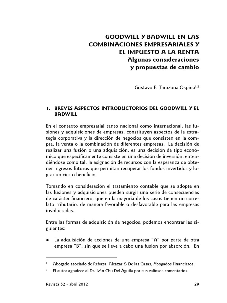 Goodwill y Badwill | PDF | Activo intangible | normas internacionales ...