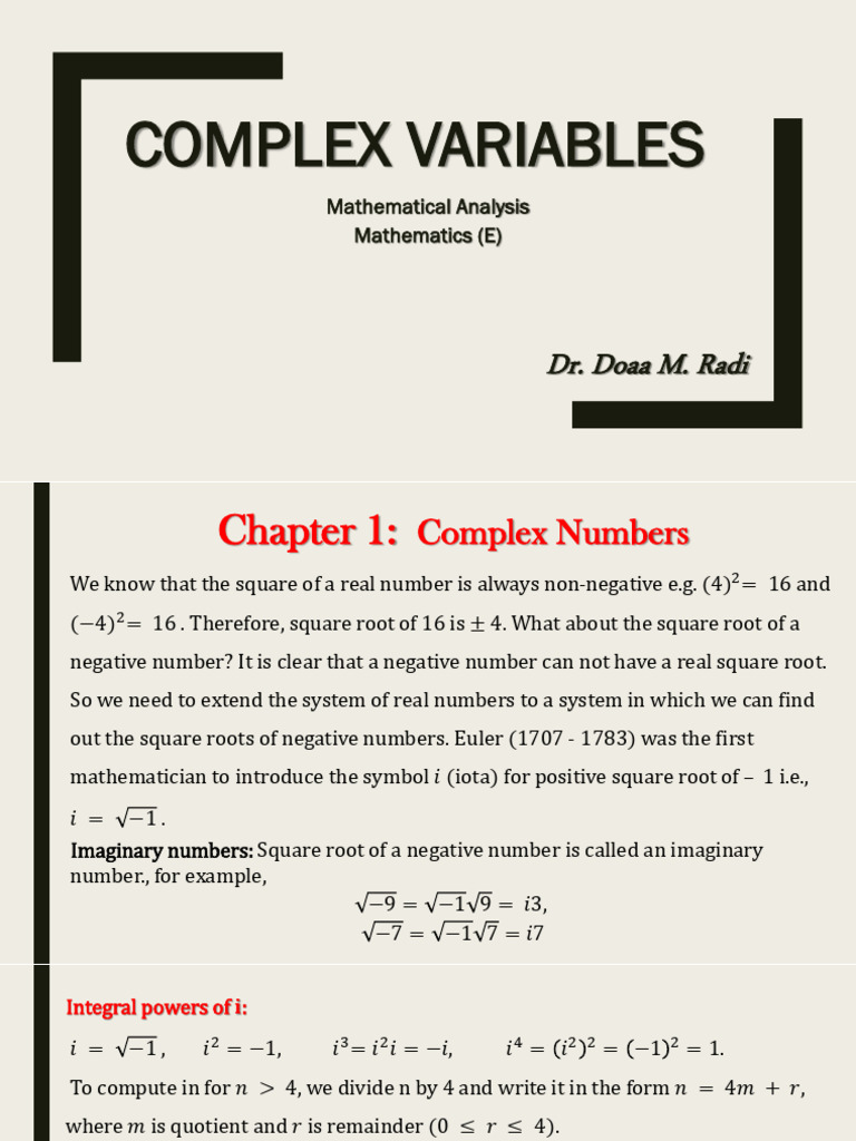 Lec 1 | PDF | Complex Number | Numbers
