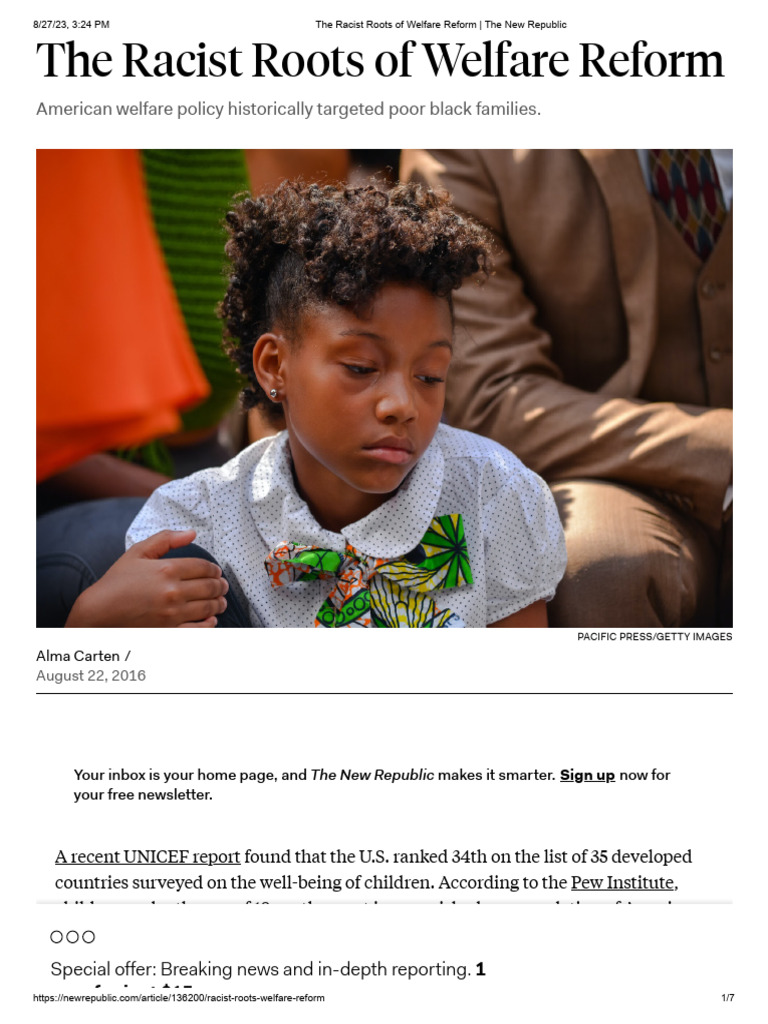 The Racist Roots of Welfare Reform - The New Republic | PDF | Personal ...