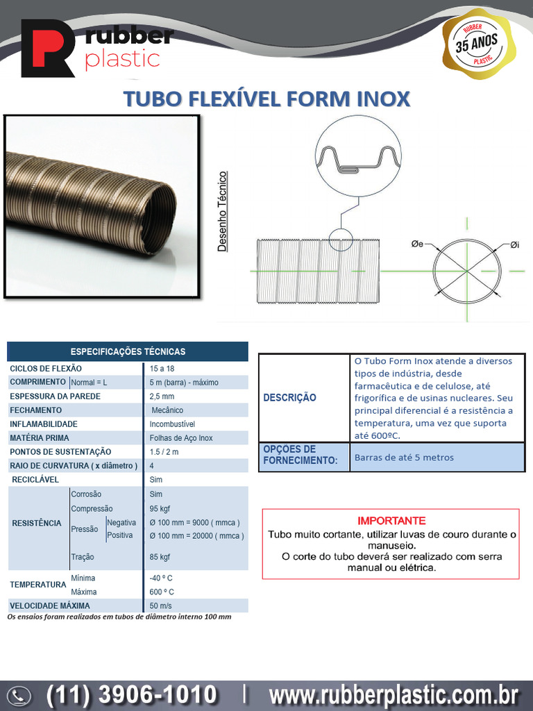 Ficha Tecnica Tubo Flexivel Form Inox | PDF