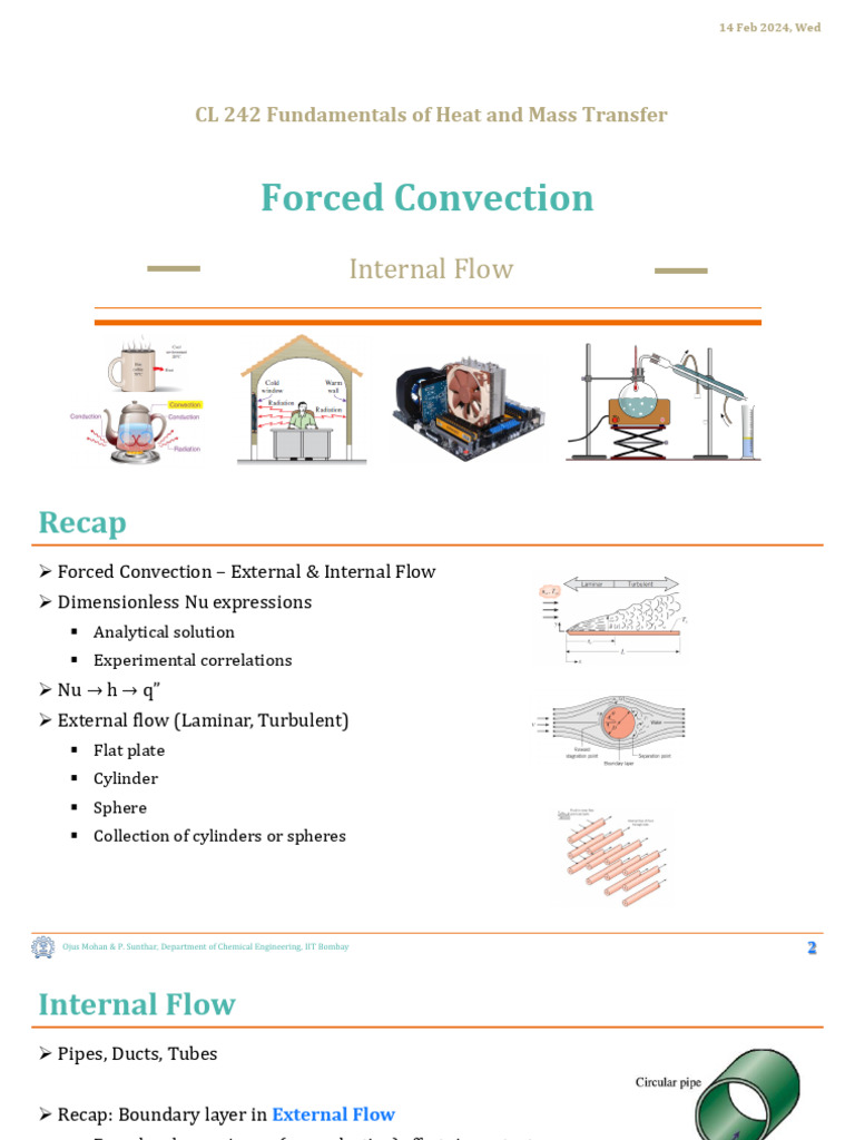CL242 Slides 12 Forced Convection Internal | PDF | Boundary Layer | Fluid Dynamics